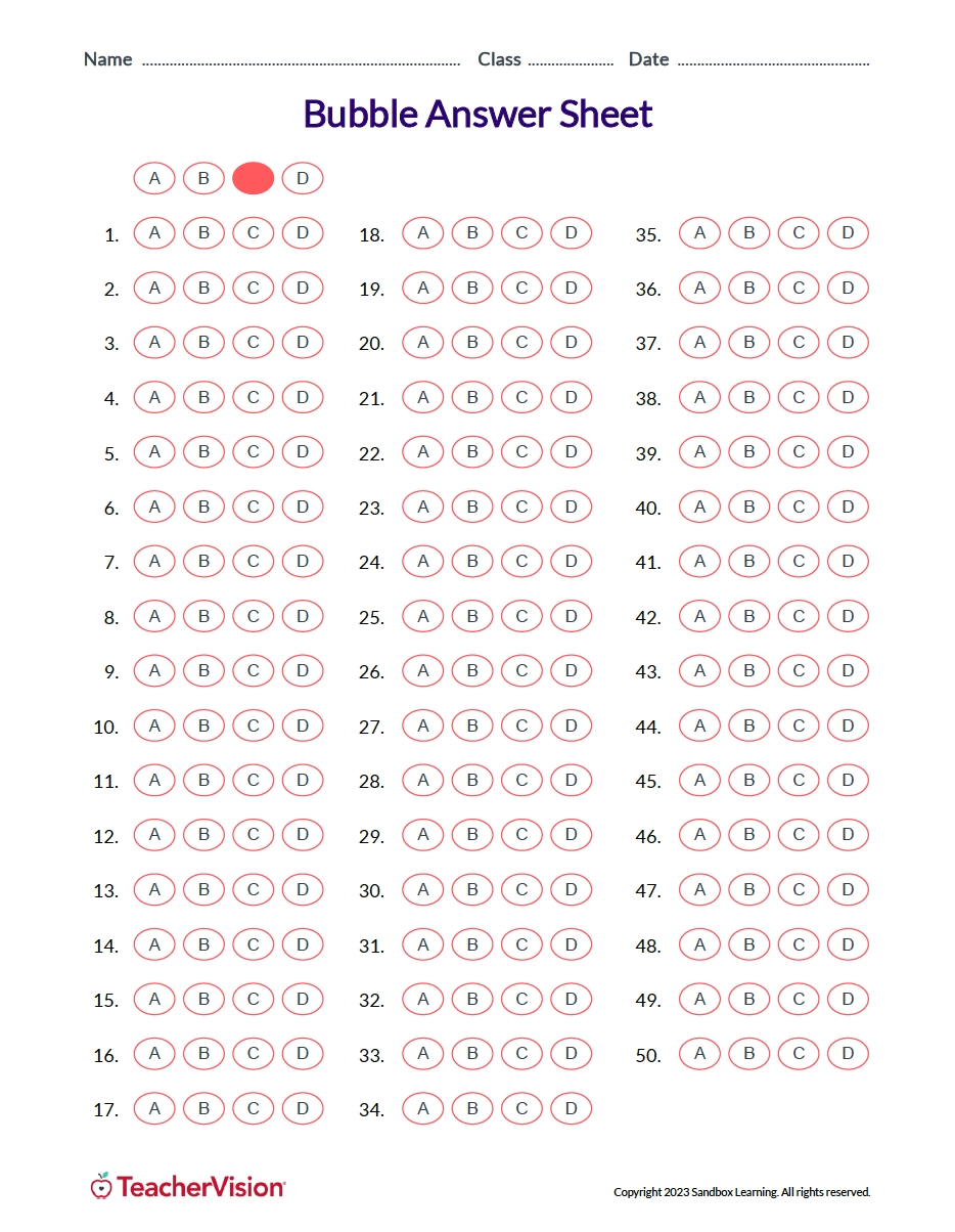 Free Printable Bubble Answer Sheets FREE Printable Hub
