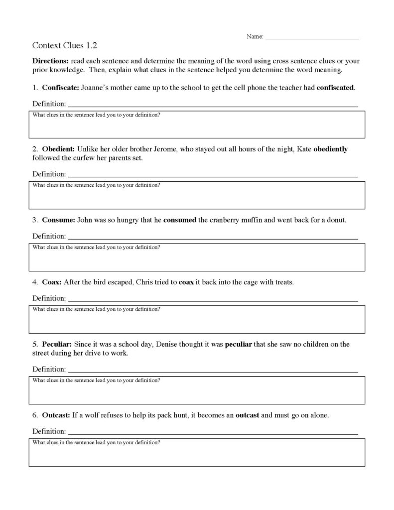 Free Printable 5th Grade Context Clues Worksheets | FREE Printable Hub