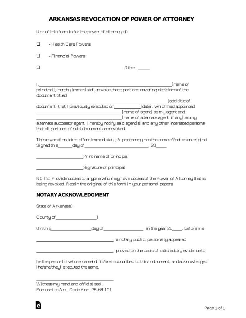 Free Printable Revocation Of Power Of Attorney Form | FREE Printable Hub
