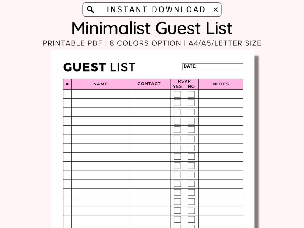 Free Printable Birthday Guest List - FREE Printable Hub