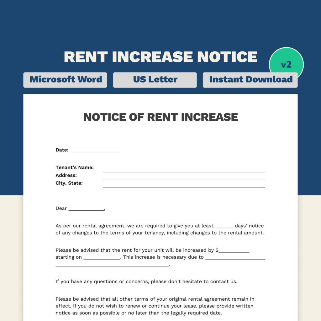 Free Printable Rent Increase Letter | FREE Printable Hub