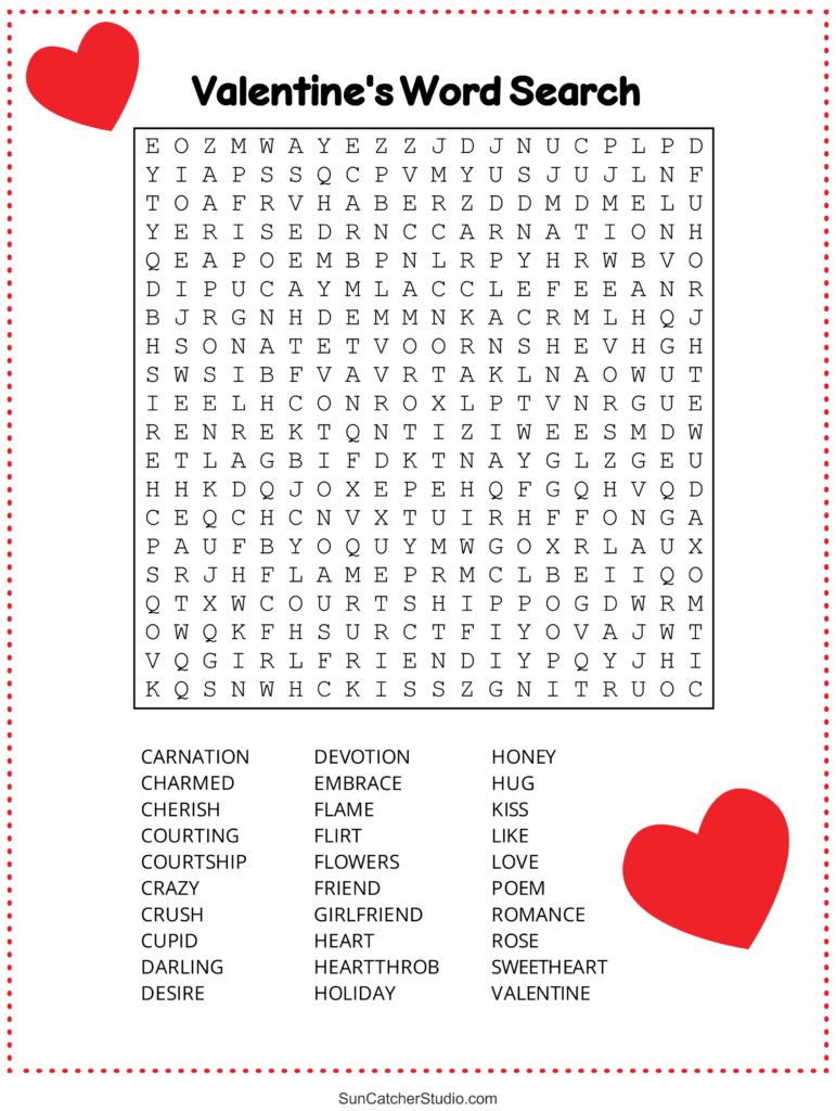 Free Printable Valentine Word Search For Adults | FREE Printable Hub
